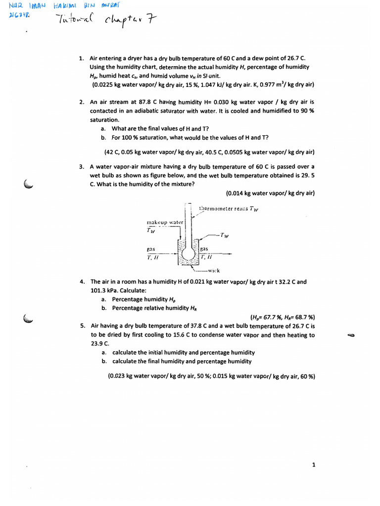 Assignment Psychrometrics 216348 | PDF | Humidity | Physical Chemistry