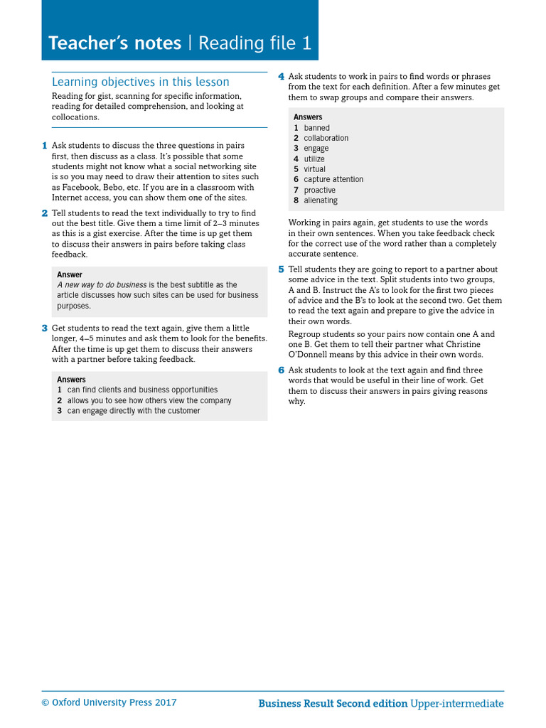 Br2e Upper-Int Reading Notes 1 | PDF | Social Networking Service ...