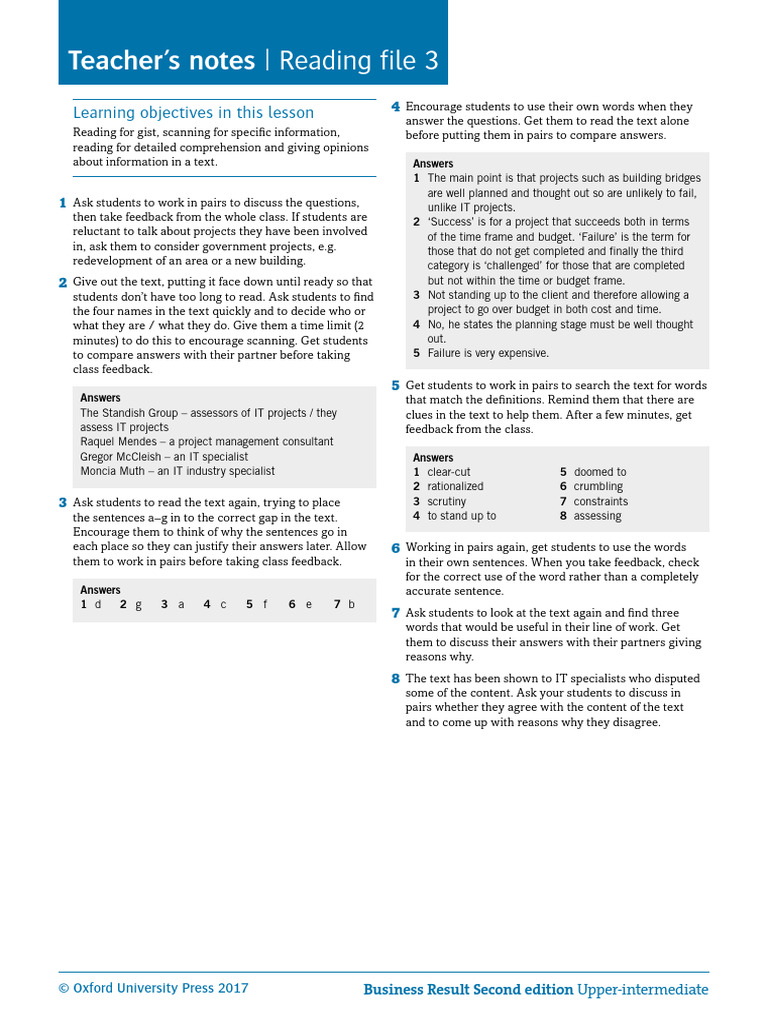 Br2e Upper-Int Reading Notes 3 | PDF