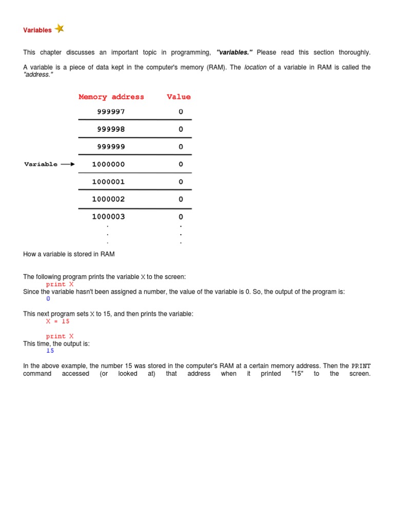 Variables | PDF | Bit | Computer Memory