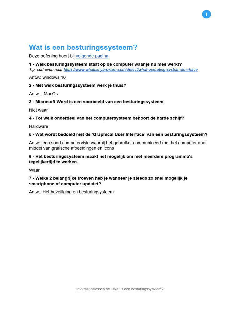Besturingssystemen Informaticalessen | PDF