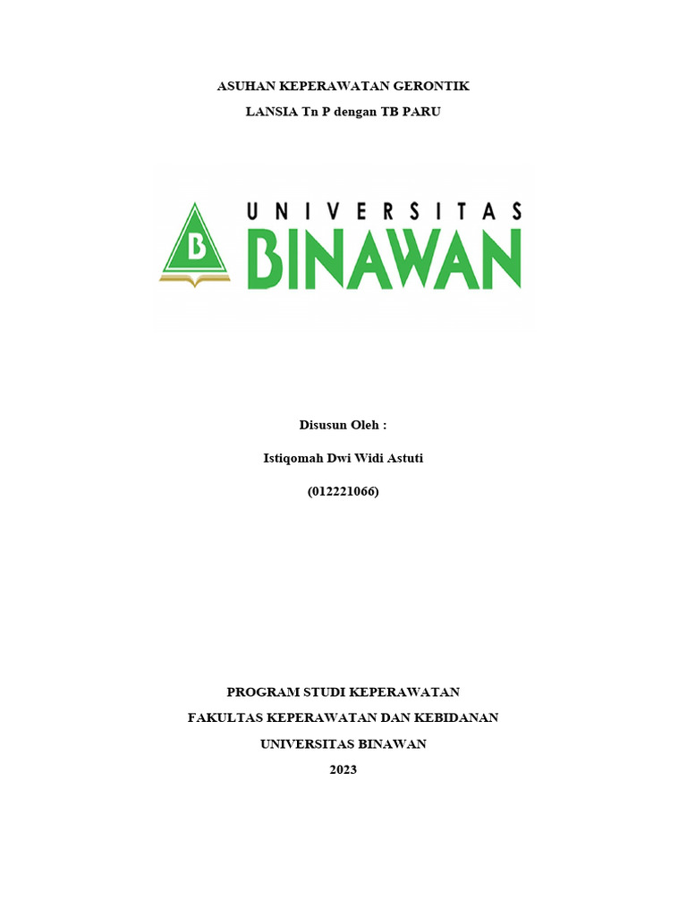 Askep Gerontik Dengan TB Paru | PDF | Pengembangan Diri | Kesehatan Holistik