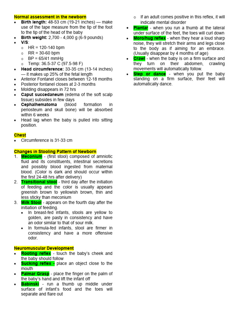 Normal Assessment in The Newborn | PDF