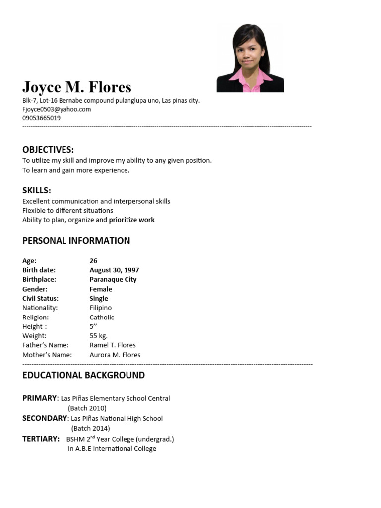 Joyce M. Flores Resume and Skills | PDF