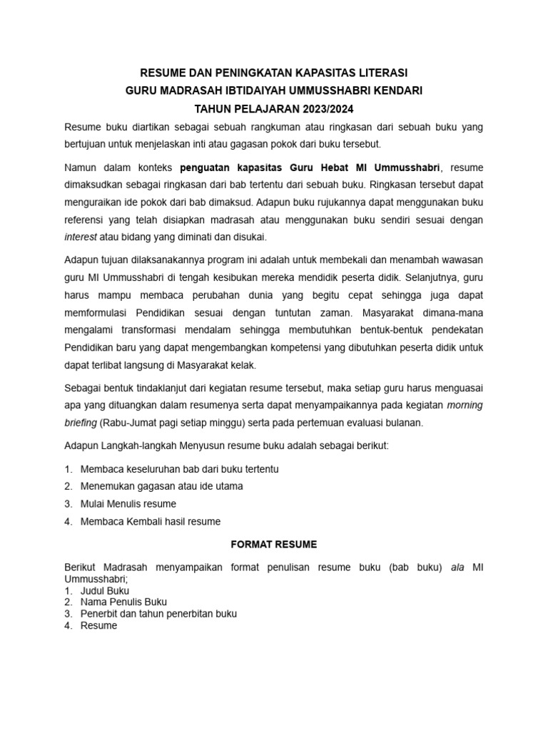 Format Penulisan Resume Buku | PDF