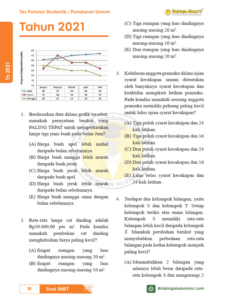 SNBT - Penalaran Umum Tahun 2021 | PDF
