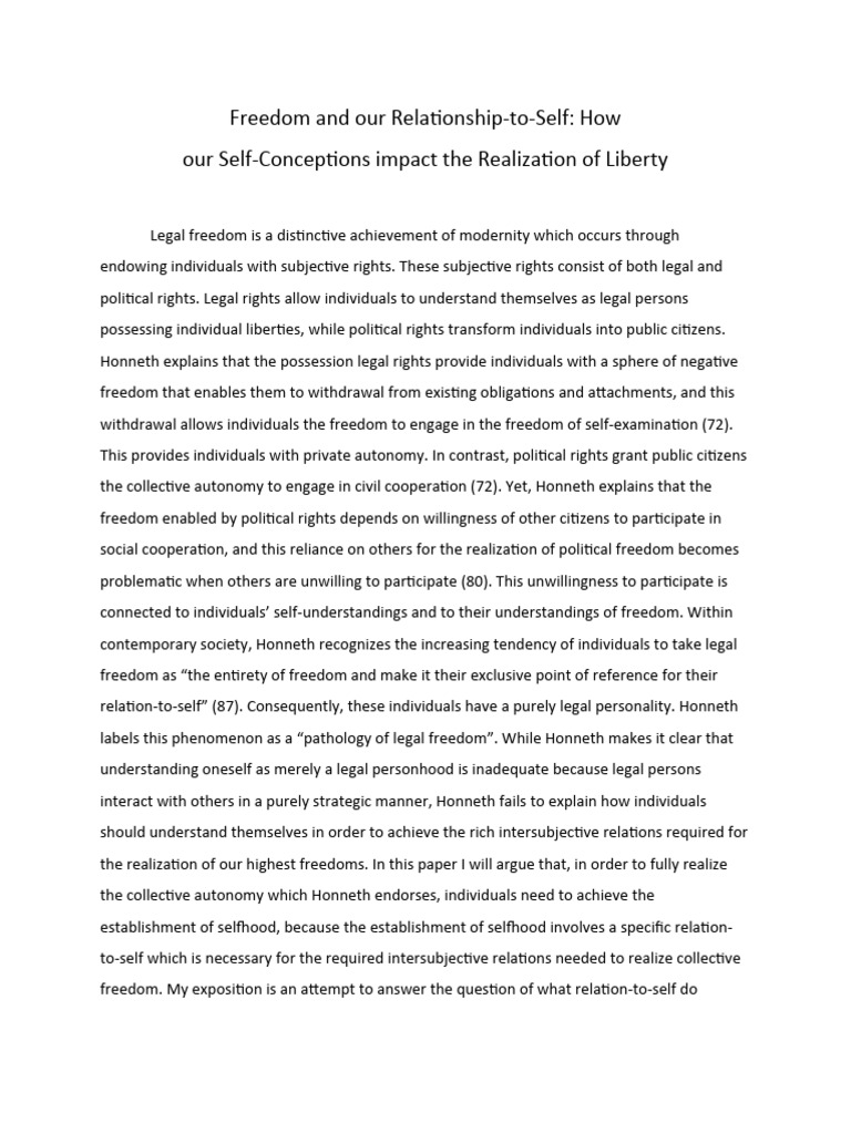 Freedom and Our Relationship-to-Self - Version 1 Finished Draft | PDF ...