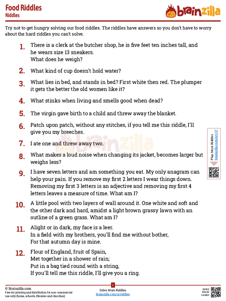 Food Riddles | PDF | Fruit | Mexican Cuisine