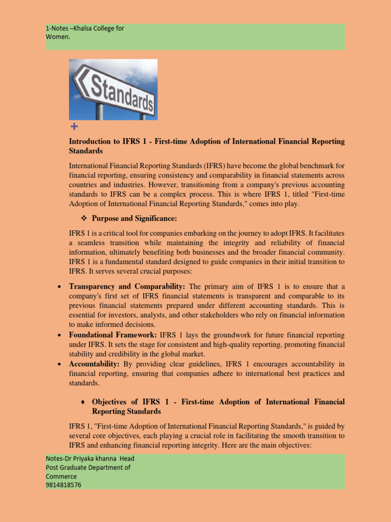 Introduction To IFRS 1 - First-Time Adoption of Internationa | PDF | International Financial ...