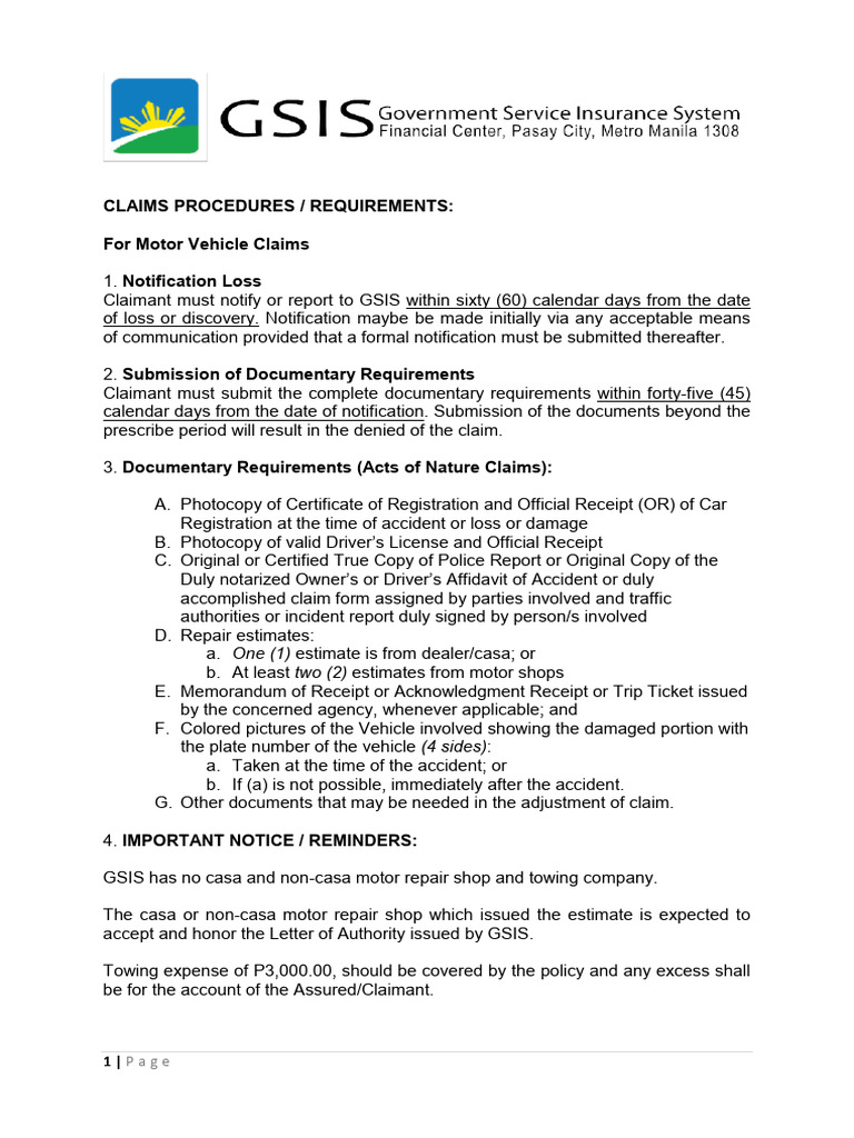 GSIS Detailed-Claims-Procedure-Revisions-11252020 | PDF | Insurance ...