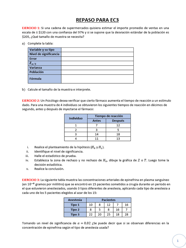 Repaso para EC3 | PDF | Estadísticas | Desviación Estándar