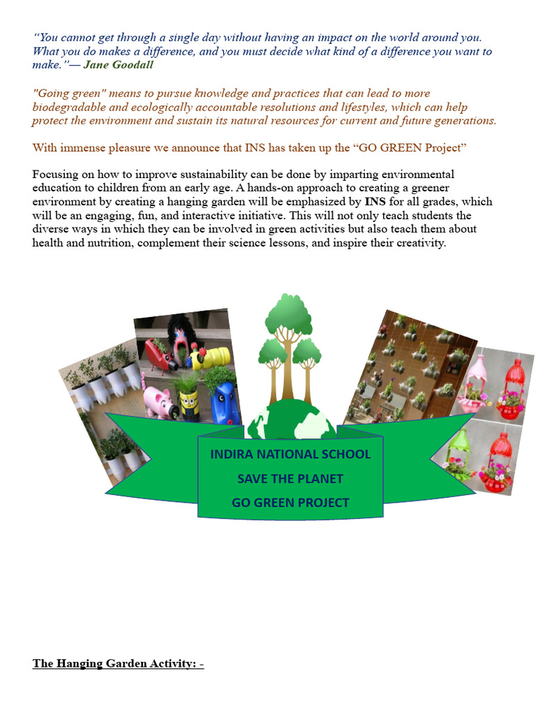GO GREEN PROJECT Grade I To V | PDF