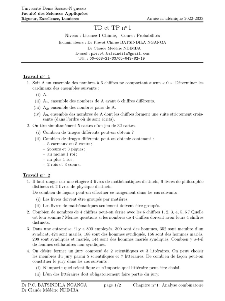 TD TP1 L1CHM 2023-2024 | PDF