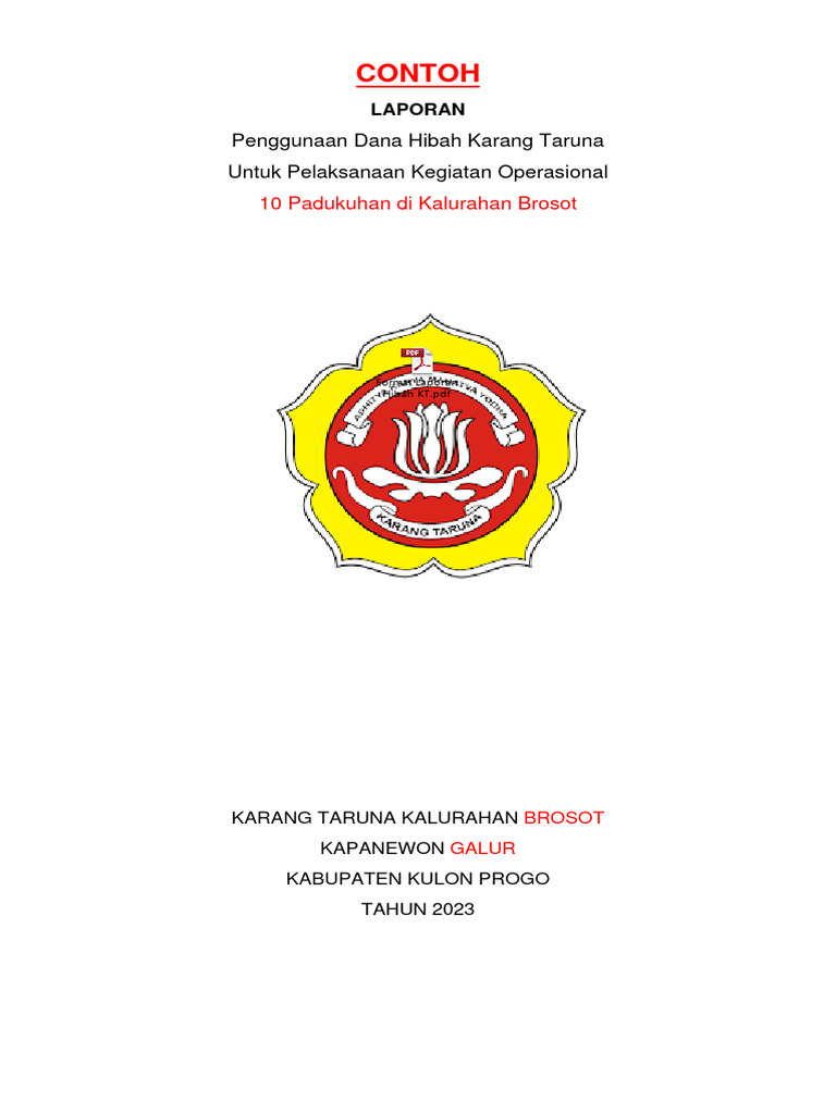 Contoh Format Laporan Hibah KT 07 Des 2023 | PDF