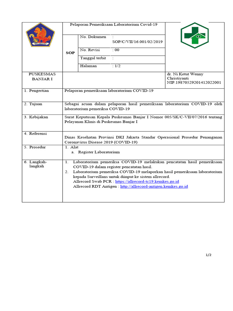 SOP Pelaporan Hasil | PDF | Pengembangan Diri | Sains & Matematika