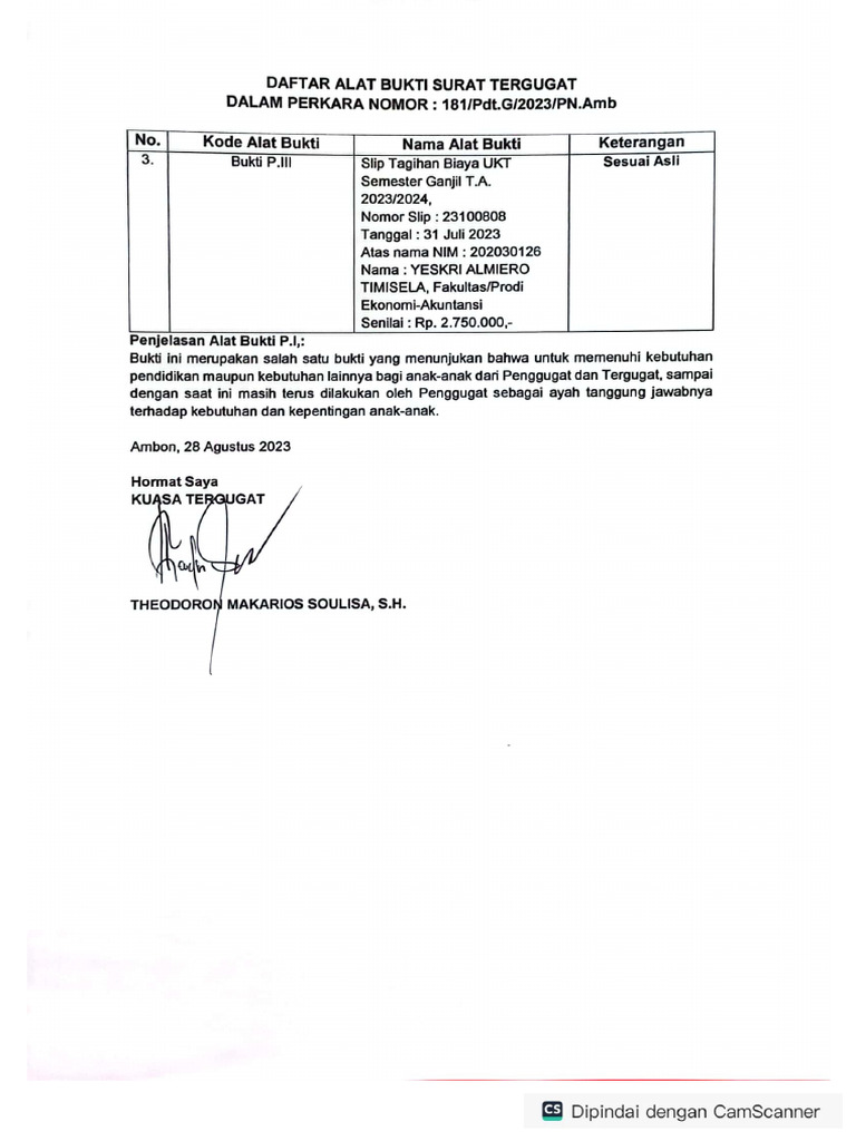 Daftar Bukti 181 | PDF