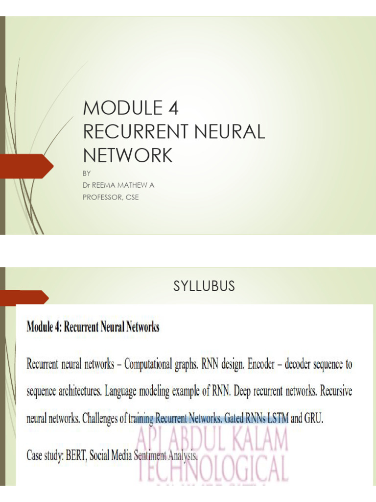 Module 4 Recurrent Neural Network | PDF | Artificial Neural Network | Statistics