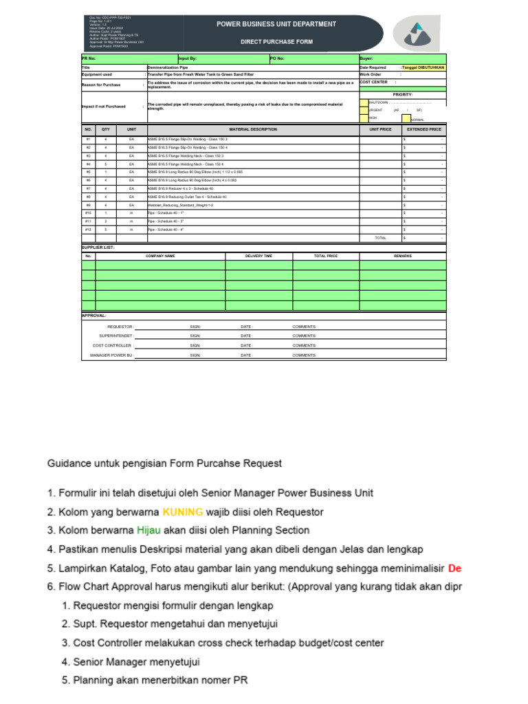CDC-PPP-700-F002 Power Plant Direct Purchase Form | PDF