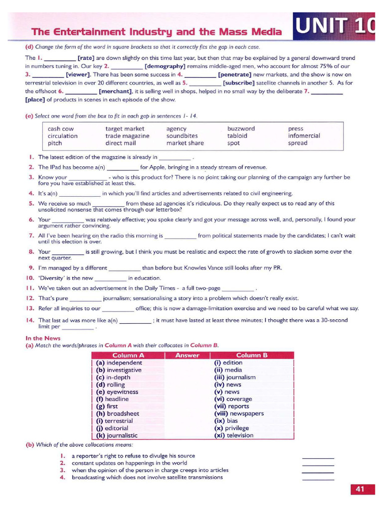 U10 - Entertainment and Mass Media p41 | PDF