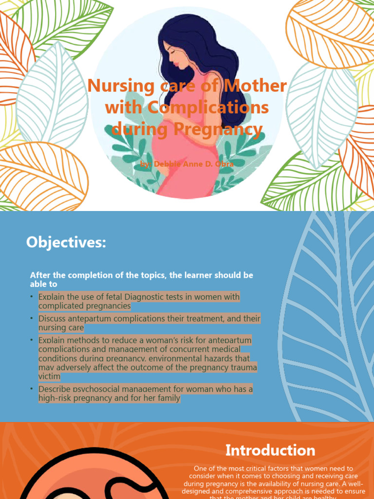Nursing Care of Mother With Complications During Pregnancy | PDF ...