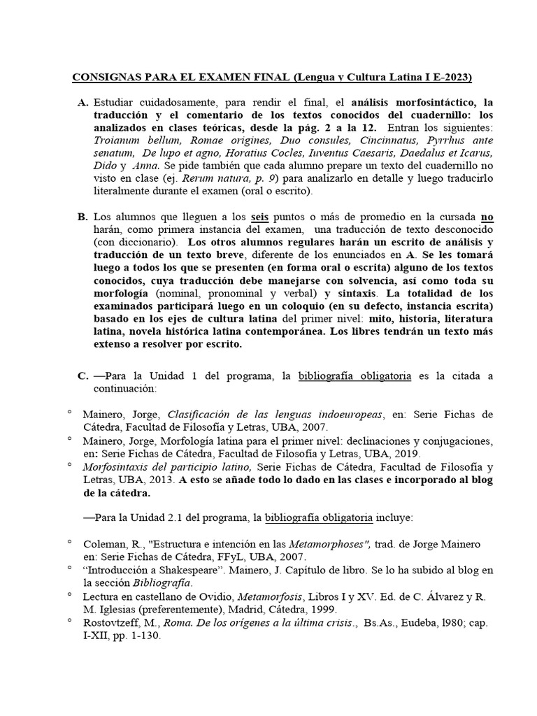 Consignas para El Examen Final 2023 | PDF | Traducciones