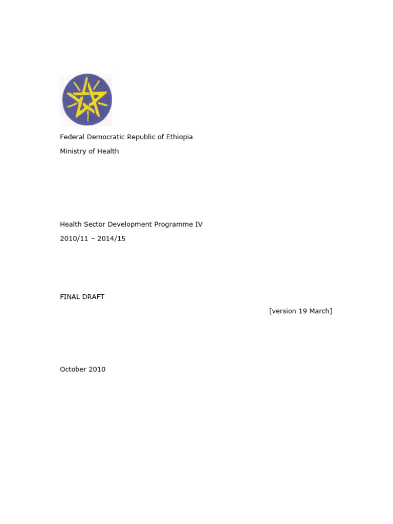 Ethiopia HSDP IV Final 2010 - 2015 | PDF