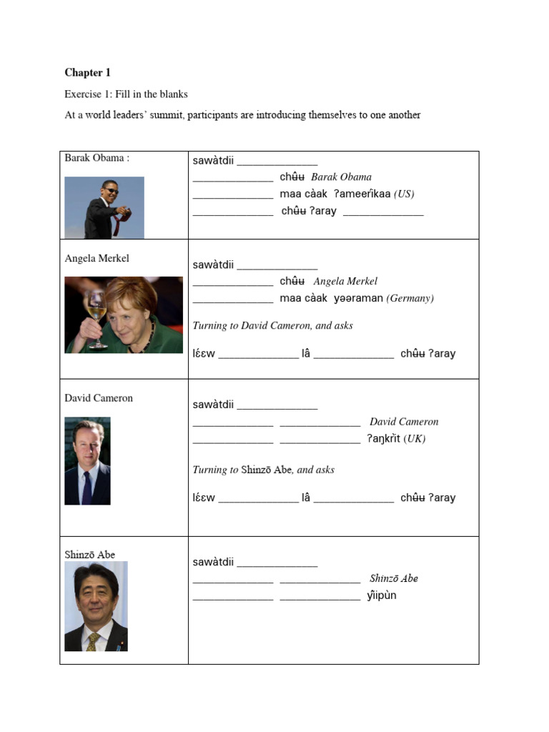 Chapter 1 - Speaking - Extra Exercise - Week1 | PDF