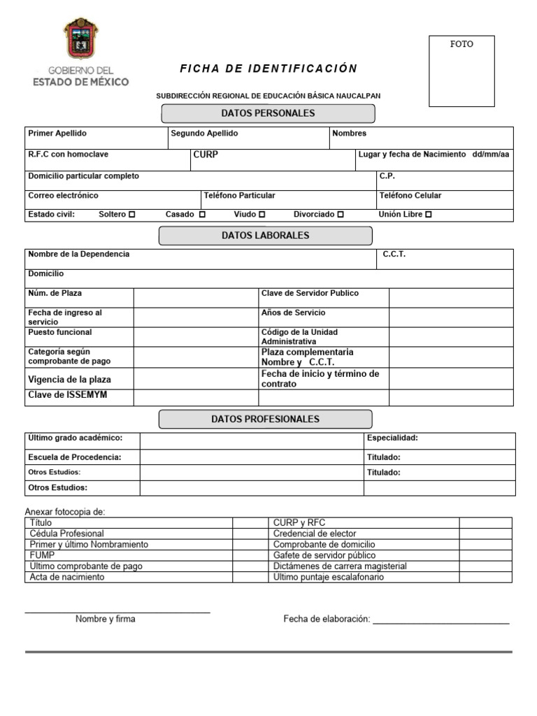 Ficha de Identificacion | PDF