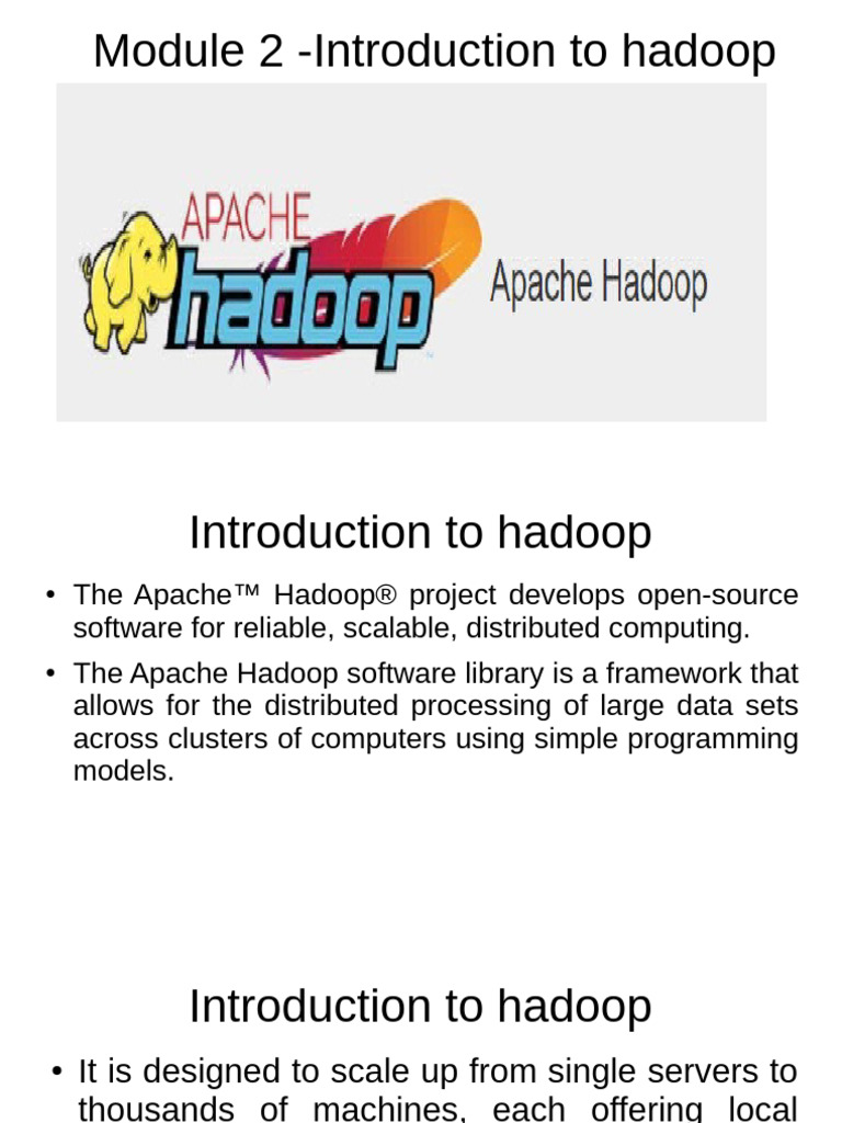Bigdata Module2 7th-Sem 18cs72 | PDF | Apache Hadoop | Computer Cluster