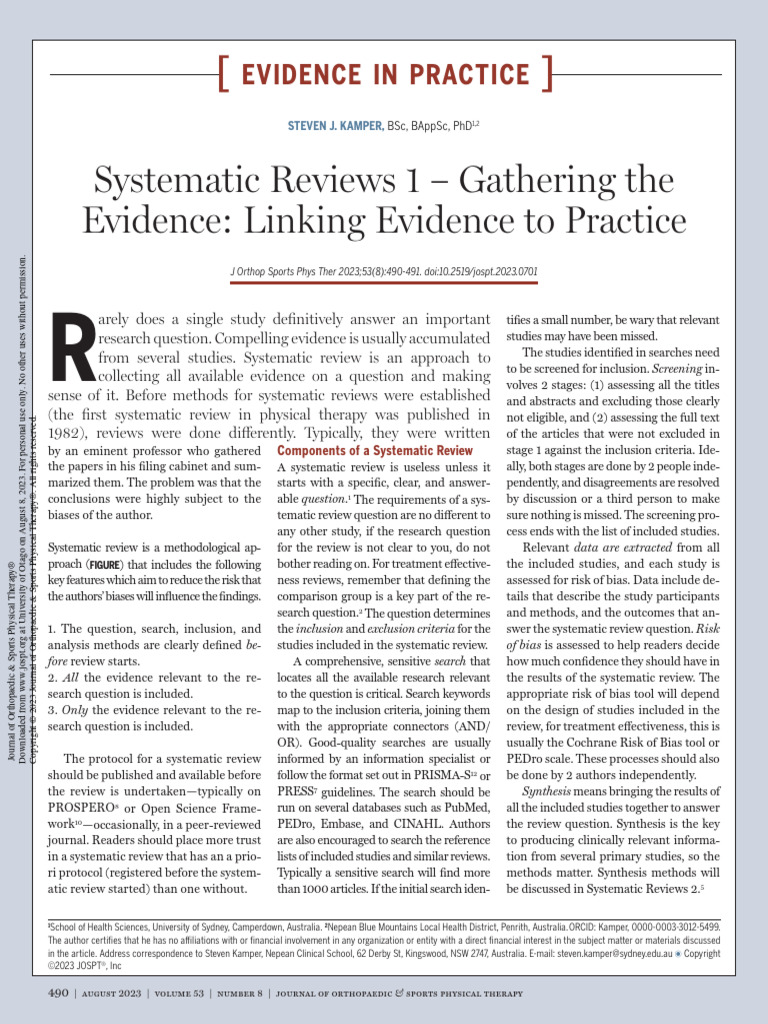 Systematic Reviews 1 - Gathering The Evidence | PDF | Systematic Review ...