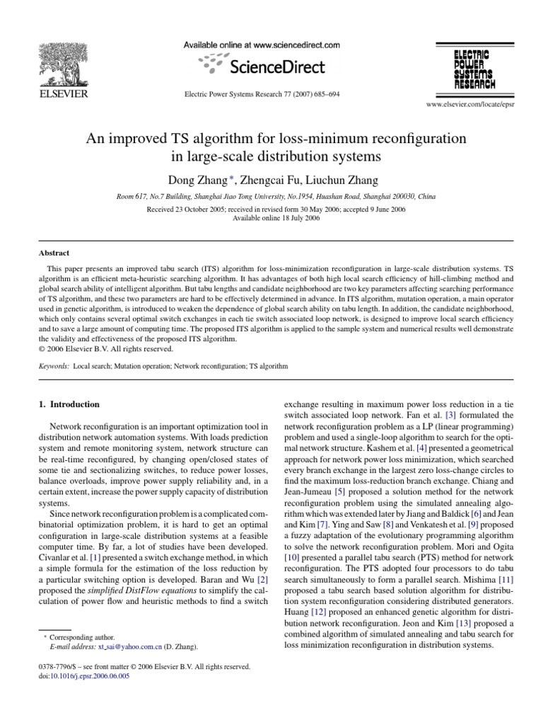 An Improved TS Algorithm For Loss-Minimum Reconfiguration in Large-Scale Distribution Systems ...
