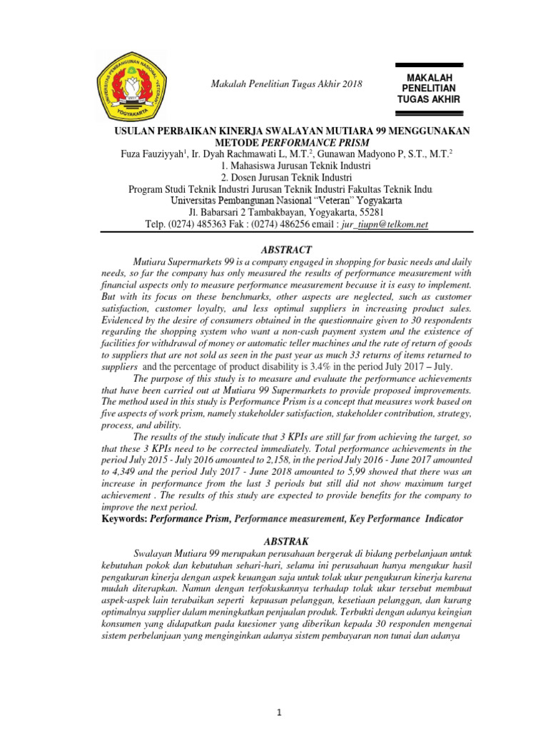 Makalah Penelitian Tugas Akhir 2018 | PDF