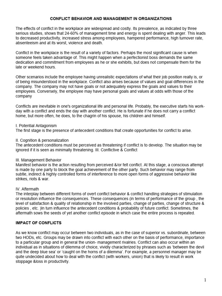 Handout-Conflict Management-1 | PDF | Negotiation | Conflict Resolution