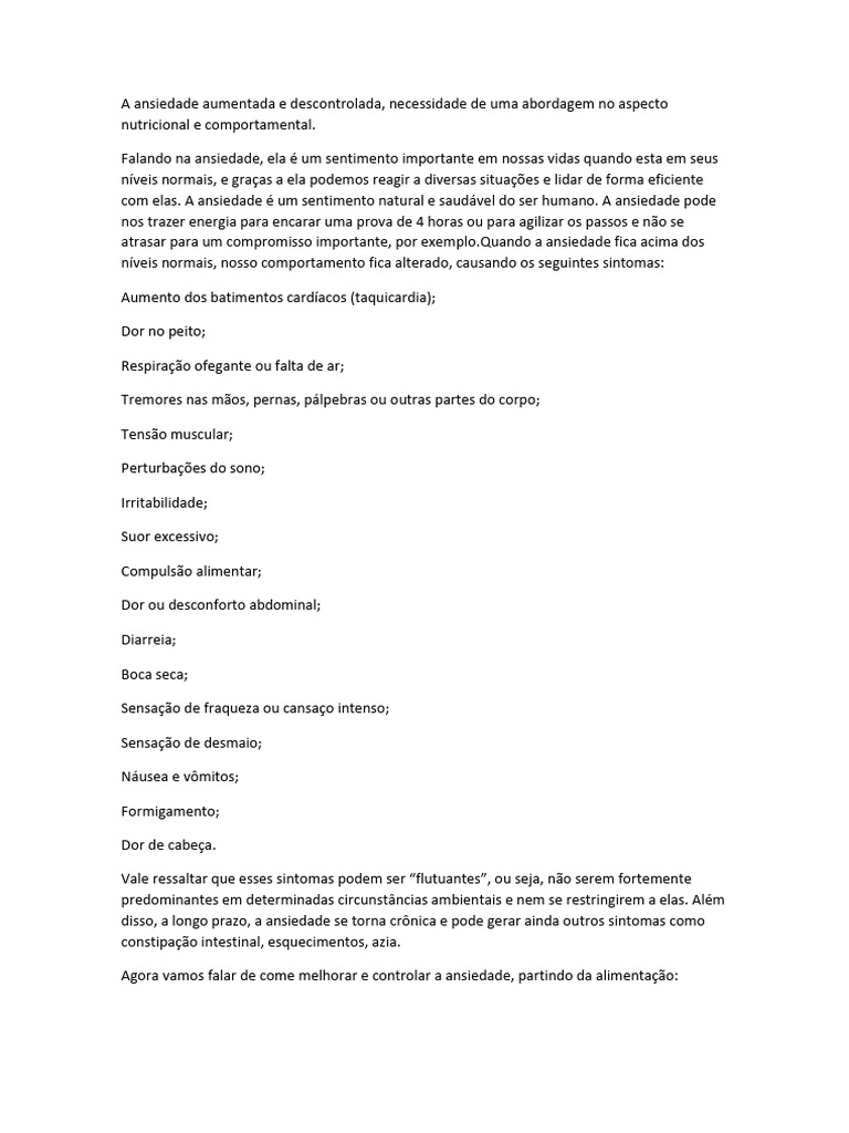 Carta Sobre Ansiedade | PDF