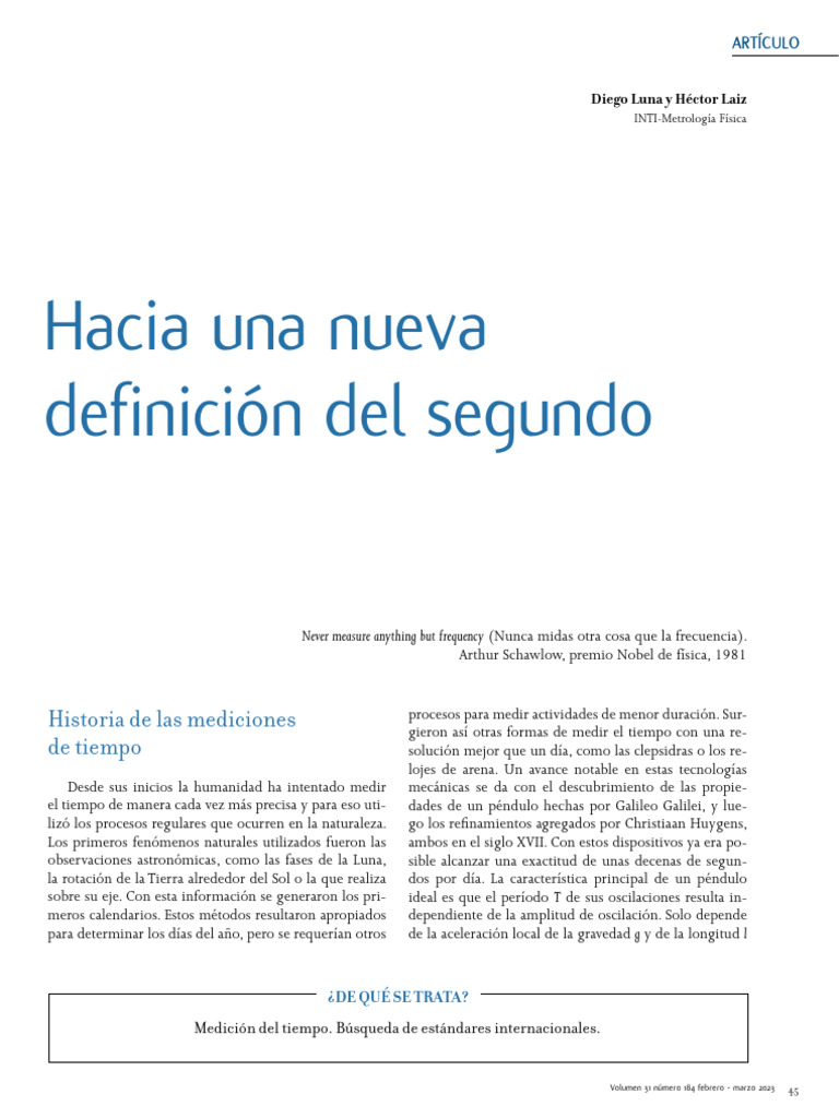Evolución de la definición del segundo | PDF | Reloj | Ciencias fisicas