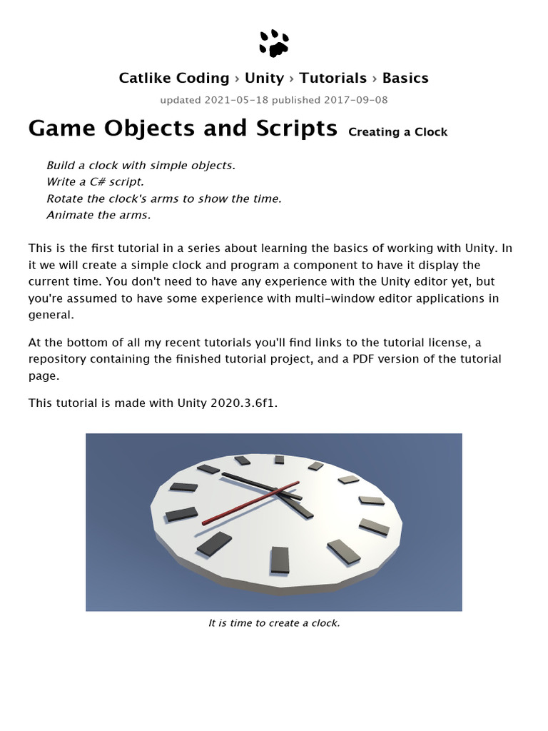 Game Objects And Scripts Pdf Class Computer Programming 2704