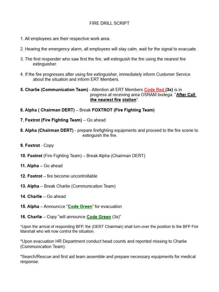 script fire drill | PDF