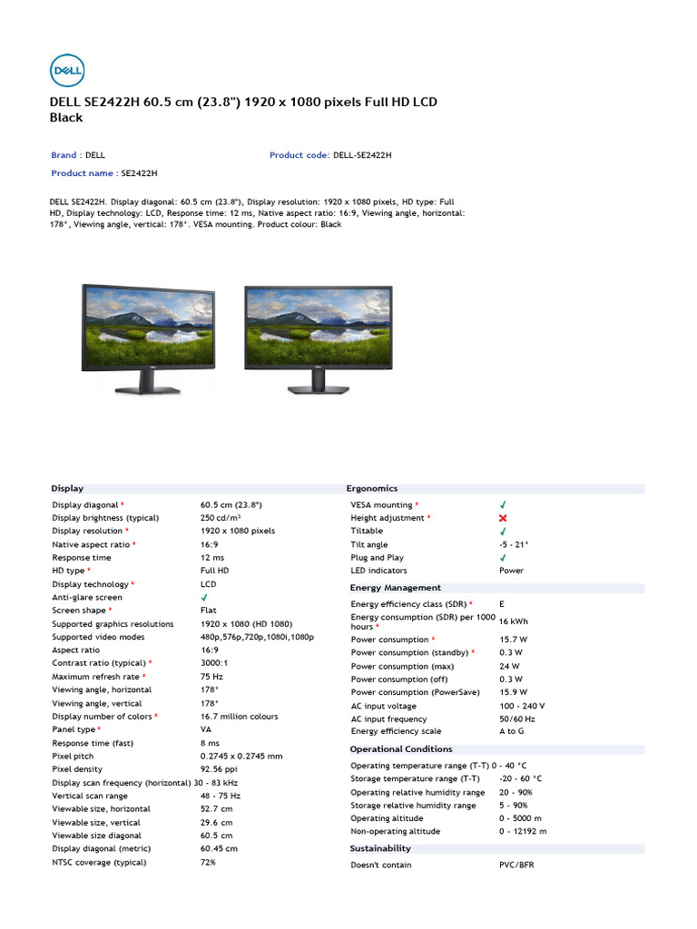 Monitor Specifications (VRS 30112023) | PDF | Computer Monitor ...