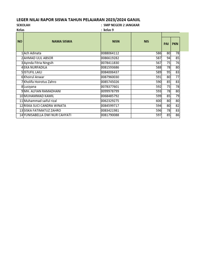 Leger - 20231 - Kelas 9 | PDF