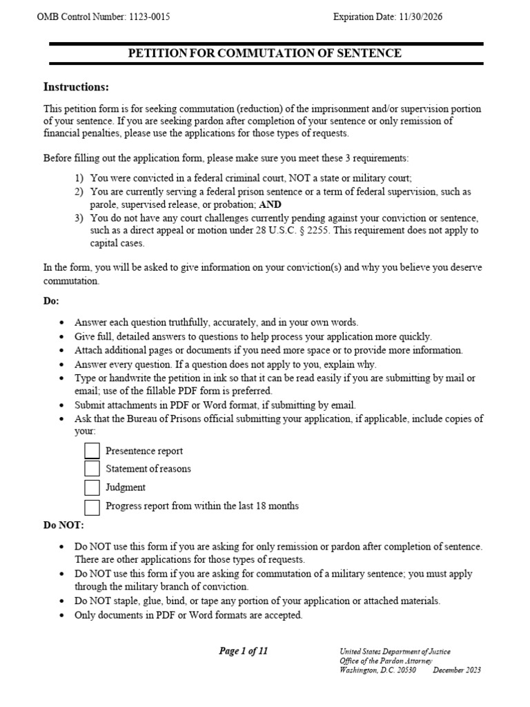 Commutation Form | PDF