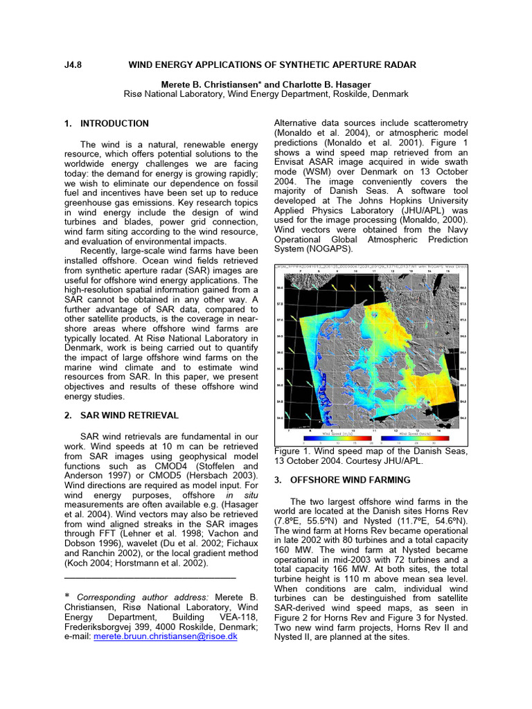 J4.8 Wind Energy Applications of Synthetic Aperture Radar Merete B ...