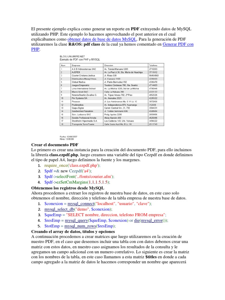 El Presente Ejemplo Explica Como Generar Un Reporte en PDF Extra Yen Do ...