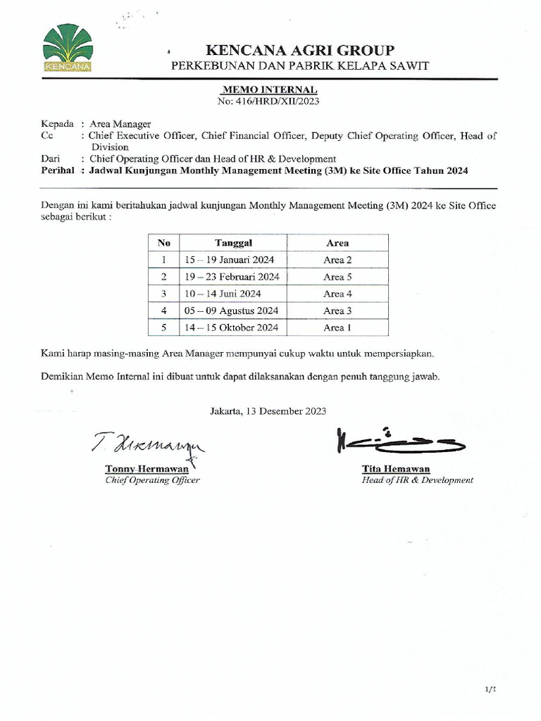 MI 416 - 2023 - Jadwal 3M SO 2024 | PDF