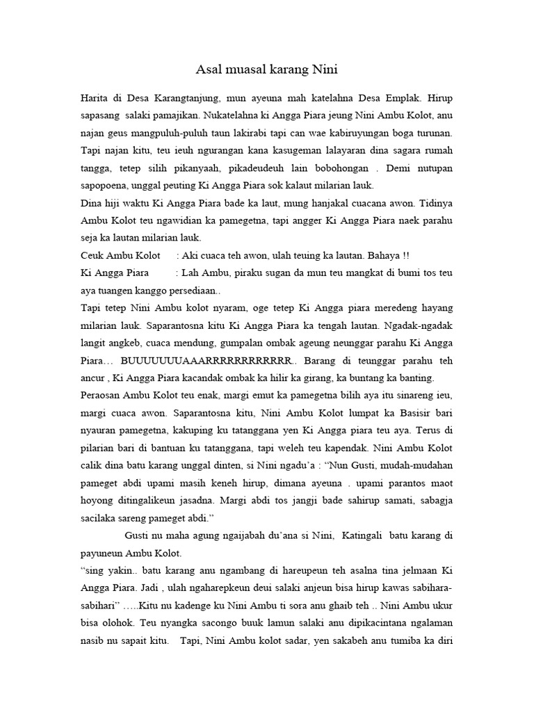 Asal Muasal Karang Nini | PDF