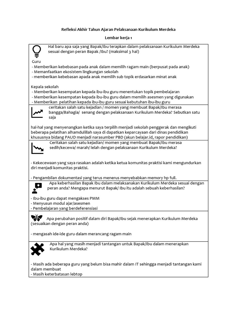 Lembar Kerja 1 - Refleksi Tahunan KB NAGAYA | PDF
