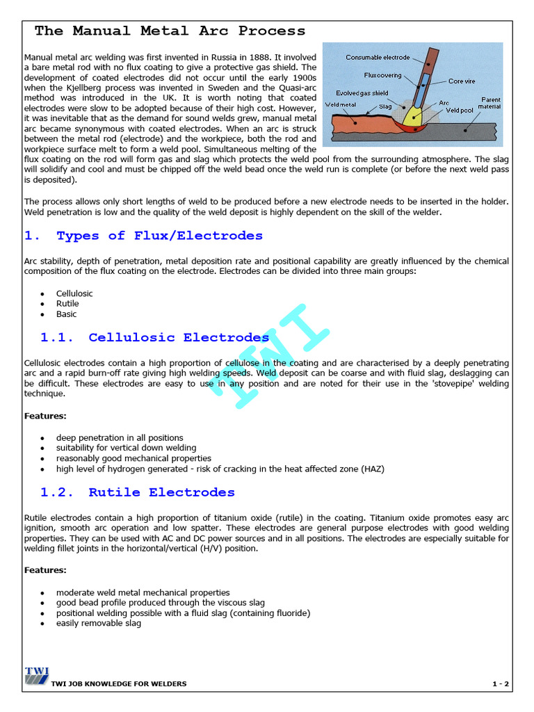 The Manual Metal Arc Process | PDF | Computers | Technology & Engineering