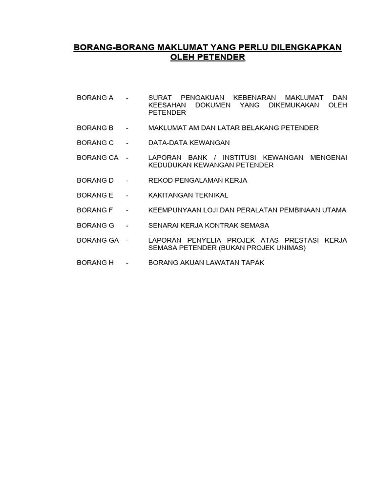 Borang A-H | PDF