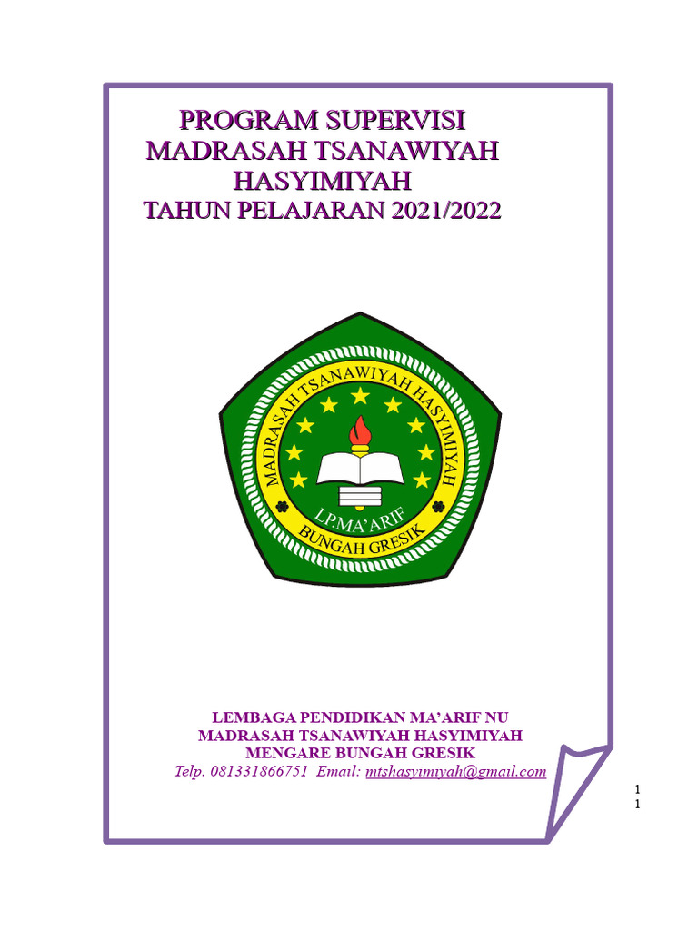 Program Supervisi 2021-2022 MTs Hasy | PDF