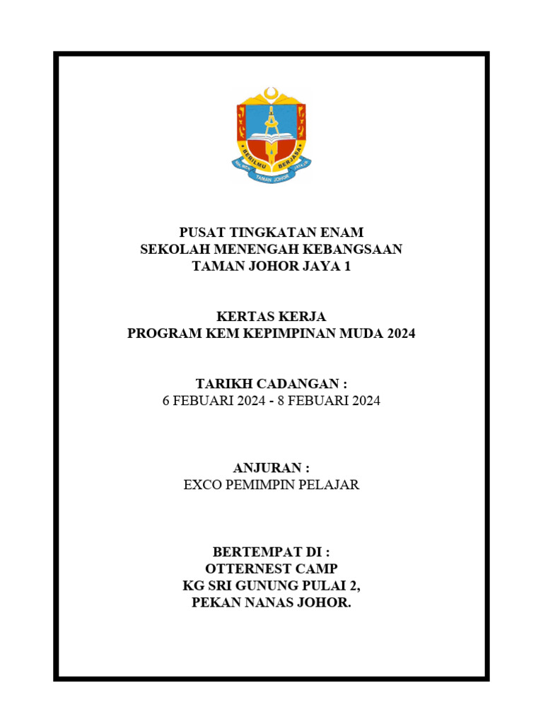 Kertas Kerja Kem Pemimpin Muda | PDF