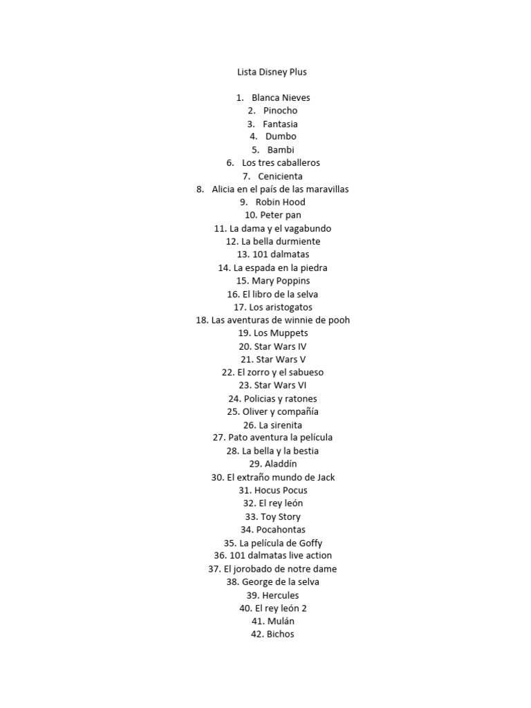 Lista Disney Plus | PDF